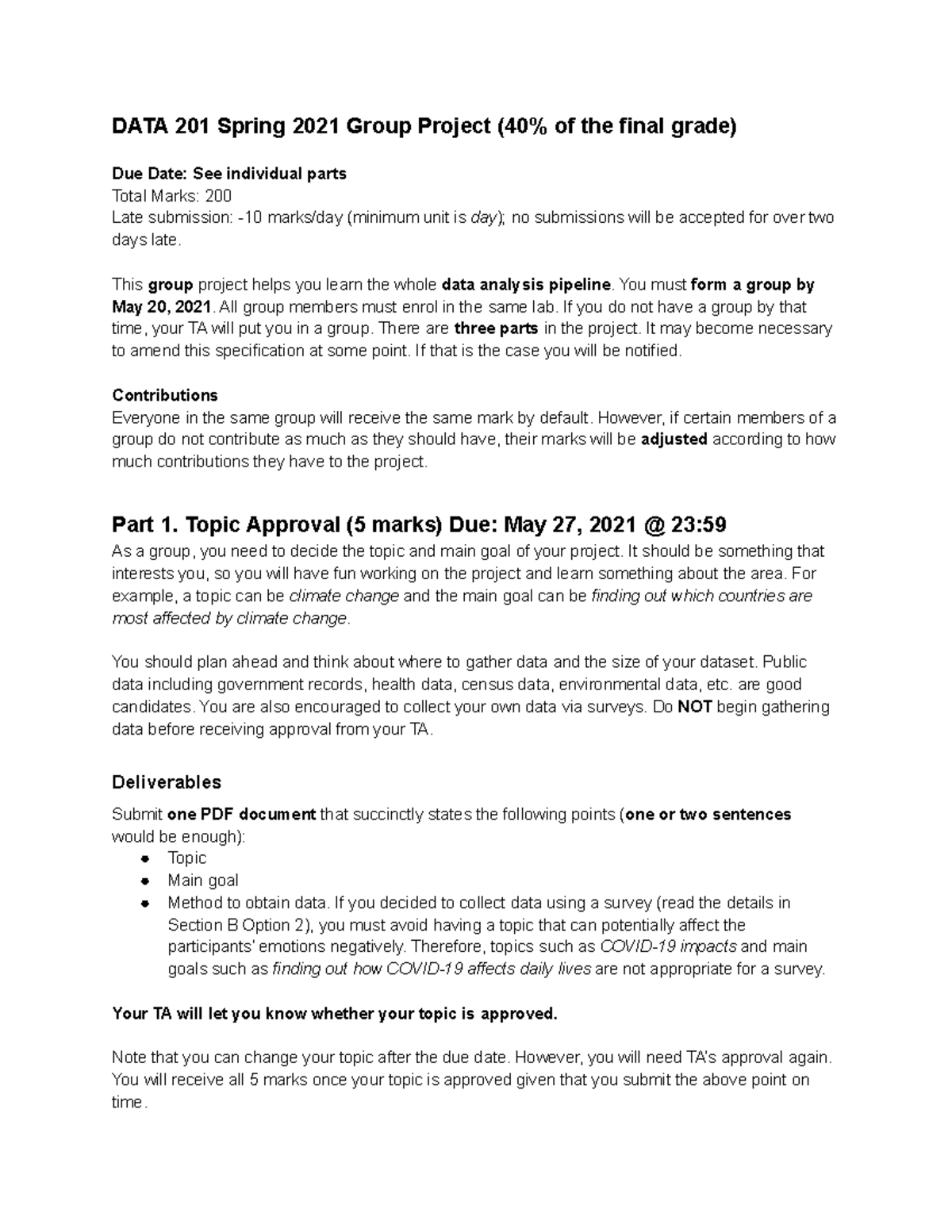 Group Project - This group project helps you learn the whole data ...