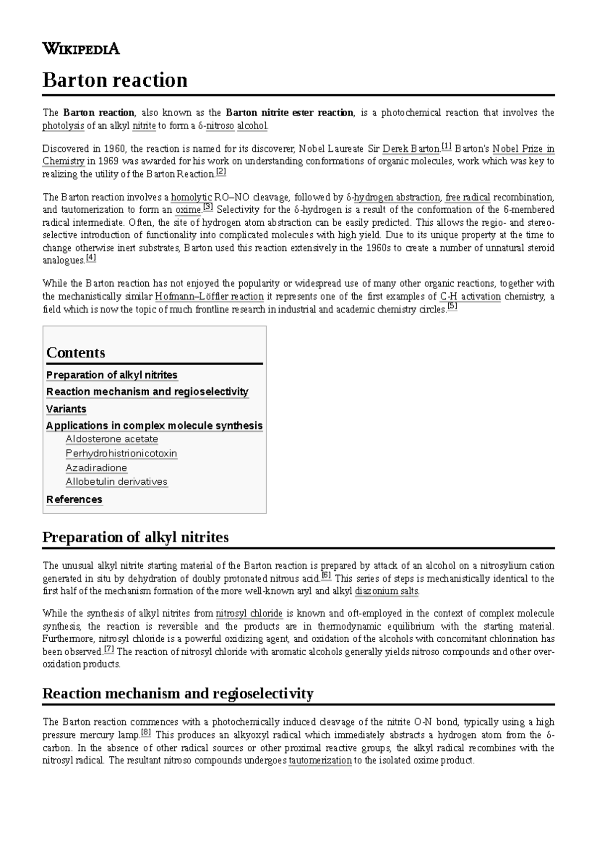 Barton reaction - Discovered in 1960, the reaction is named for its ...