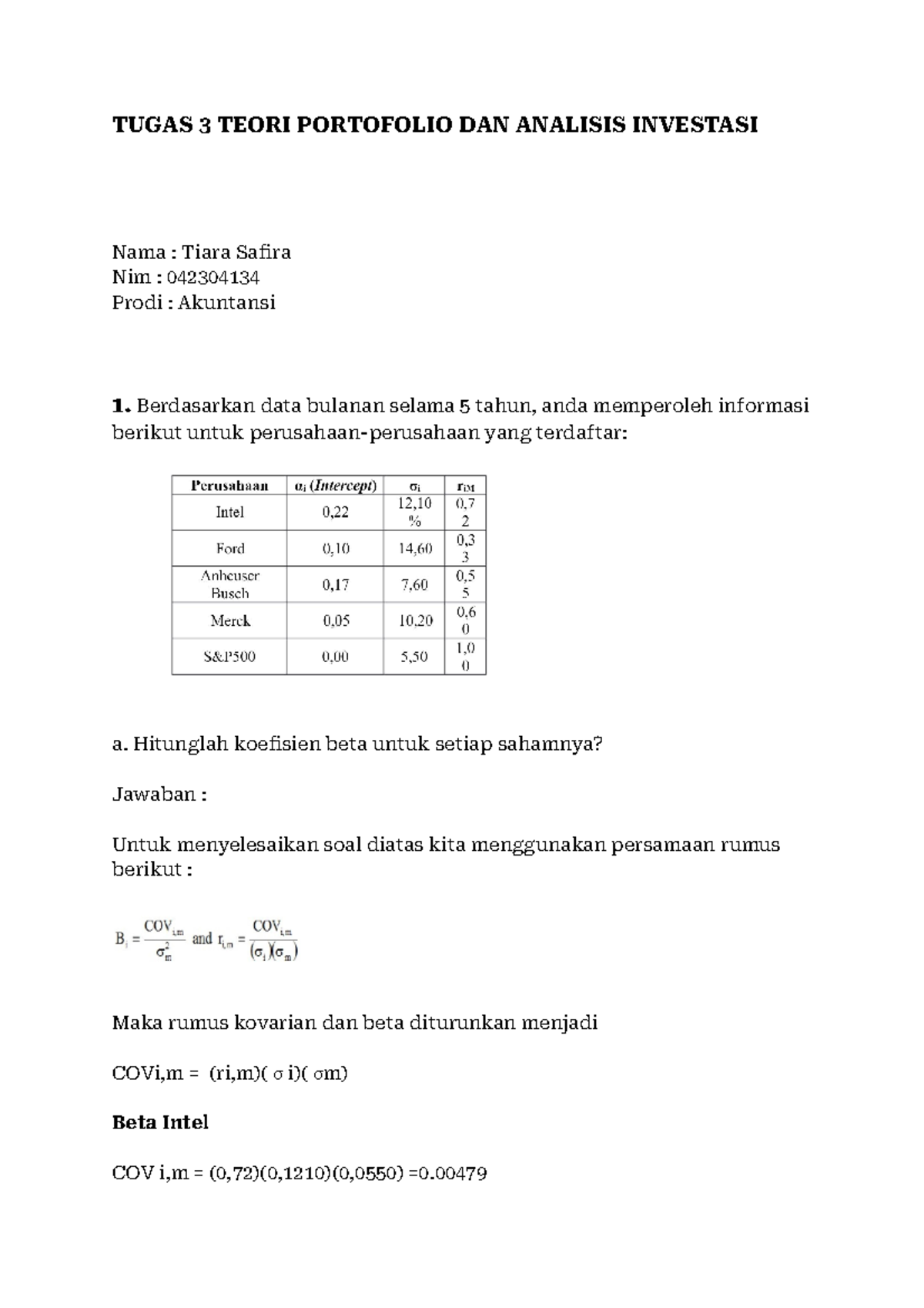 Tugas 3 Teori Portofolio dan Analisis Investasi - TUGAS 3 TEORI PORTOFOLIO DAN ANALISIS ...