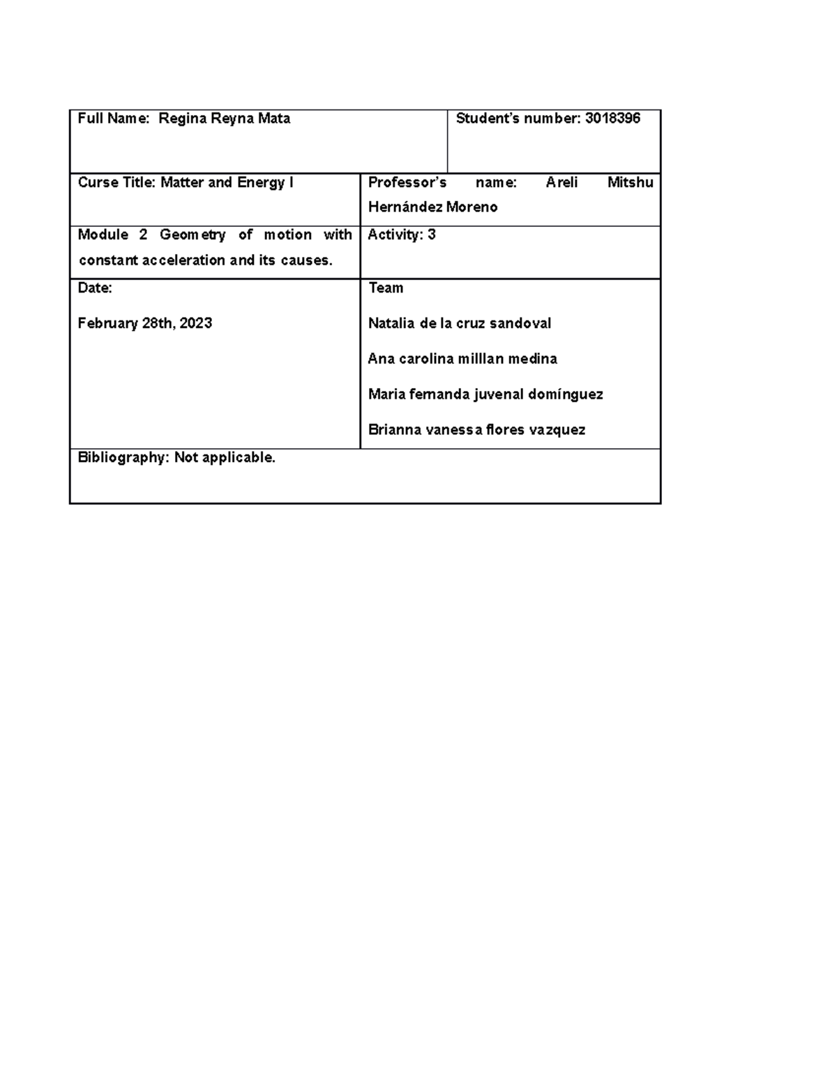 Act 3 matter and energy - Full Name: Regina Reyna Mata Student’s number ...