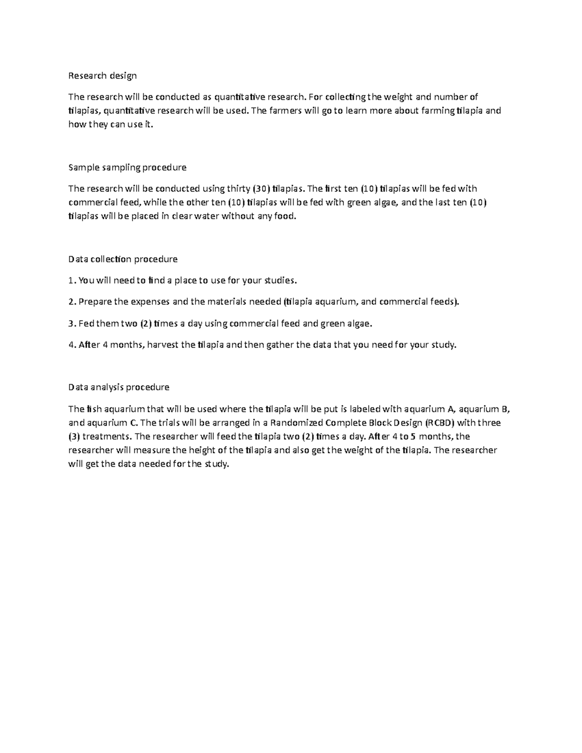 Research design - student - Research design The research will be ...