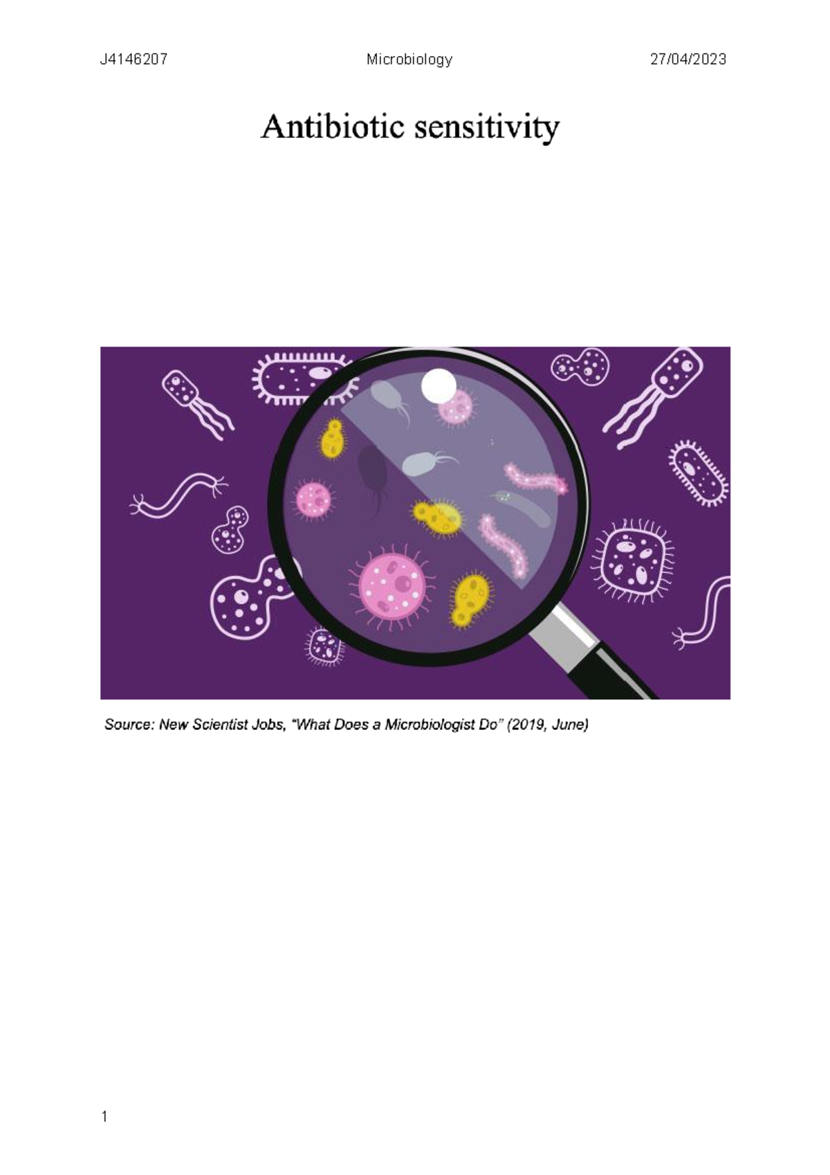 Lab Antibiotic Sensitivity - Introduction Bacteria are tiny single ...