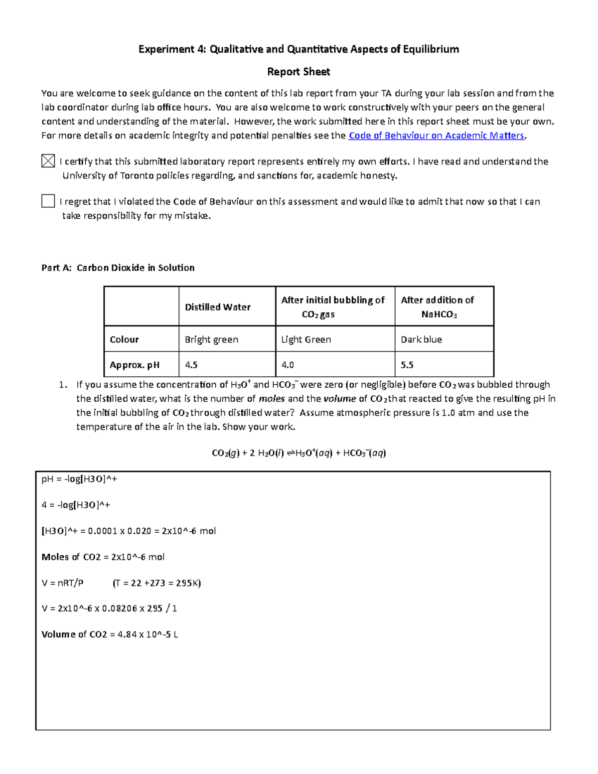 CHM135 Lab 4 Report Sheet - Experiment 4: Qualitative and Quantitative ...