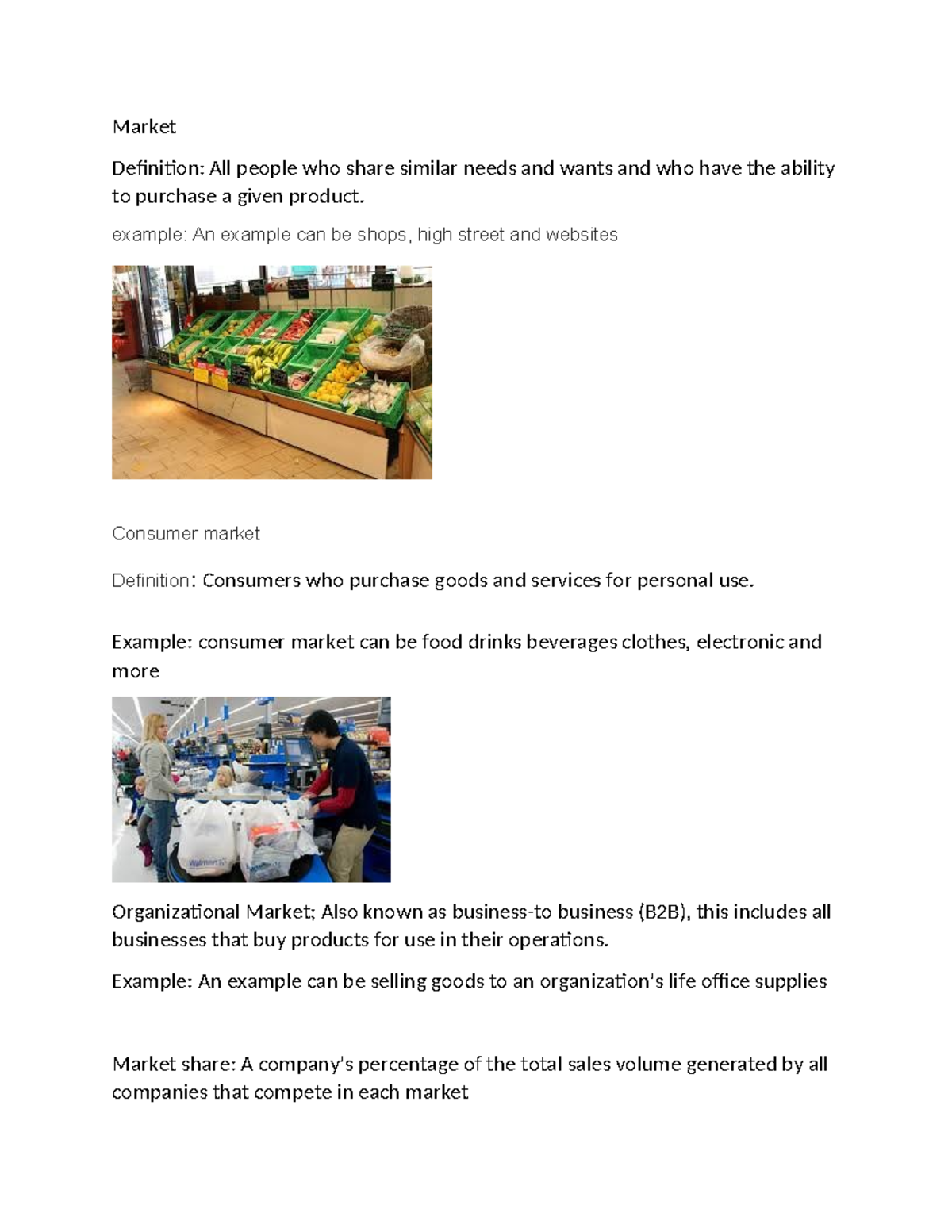 1.3 marketing vocabulary - Market Definition: All people who share ...