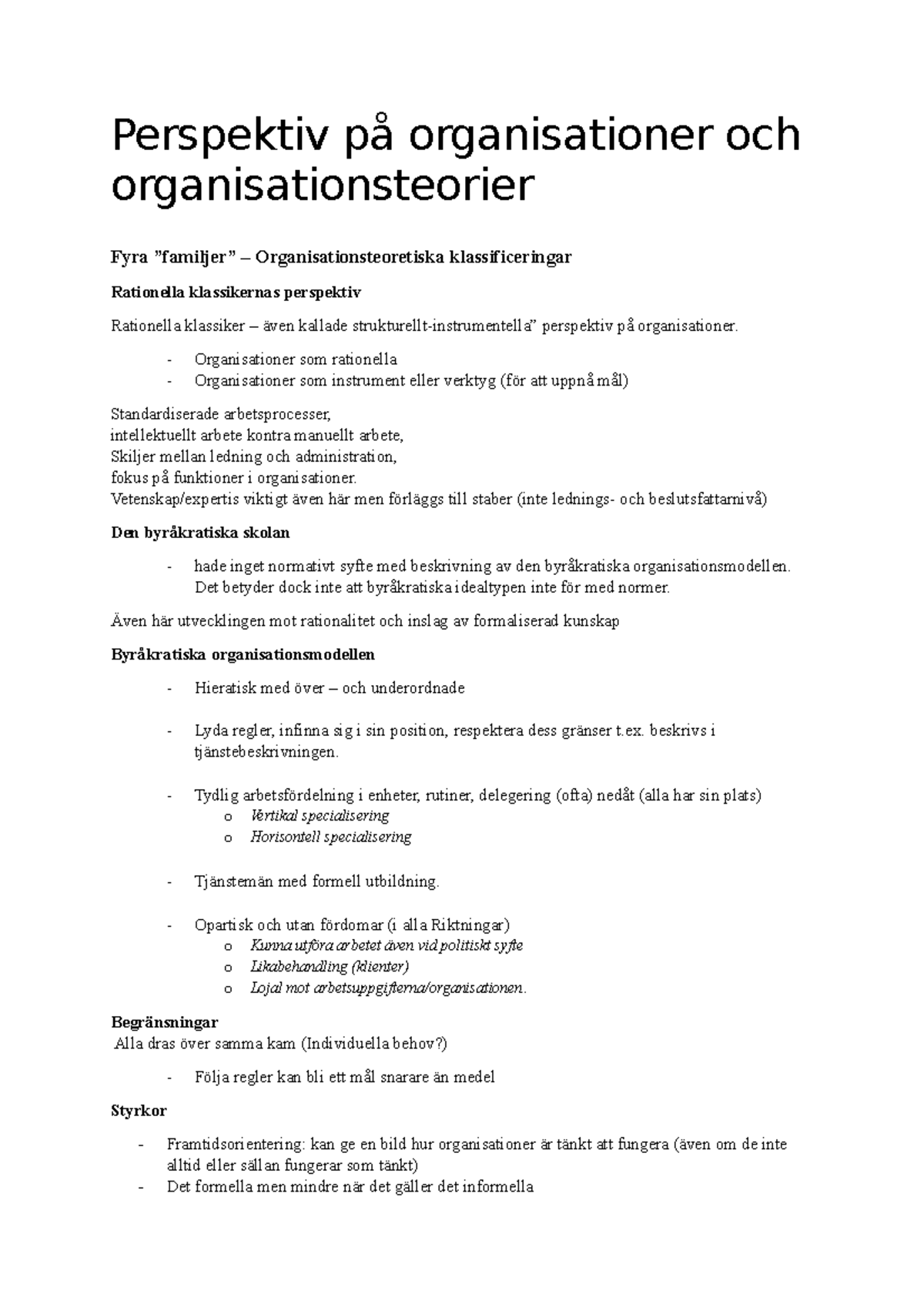 Perspektiv på organisationer och organisationsteorier - Perspektiv på ...