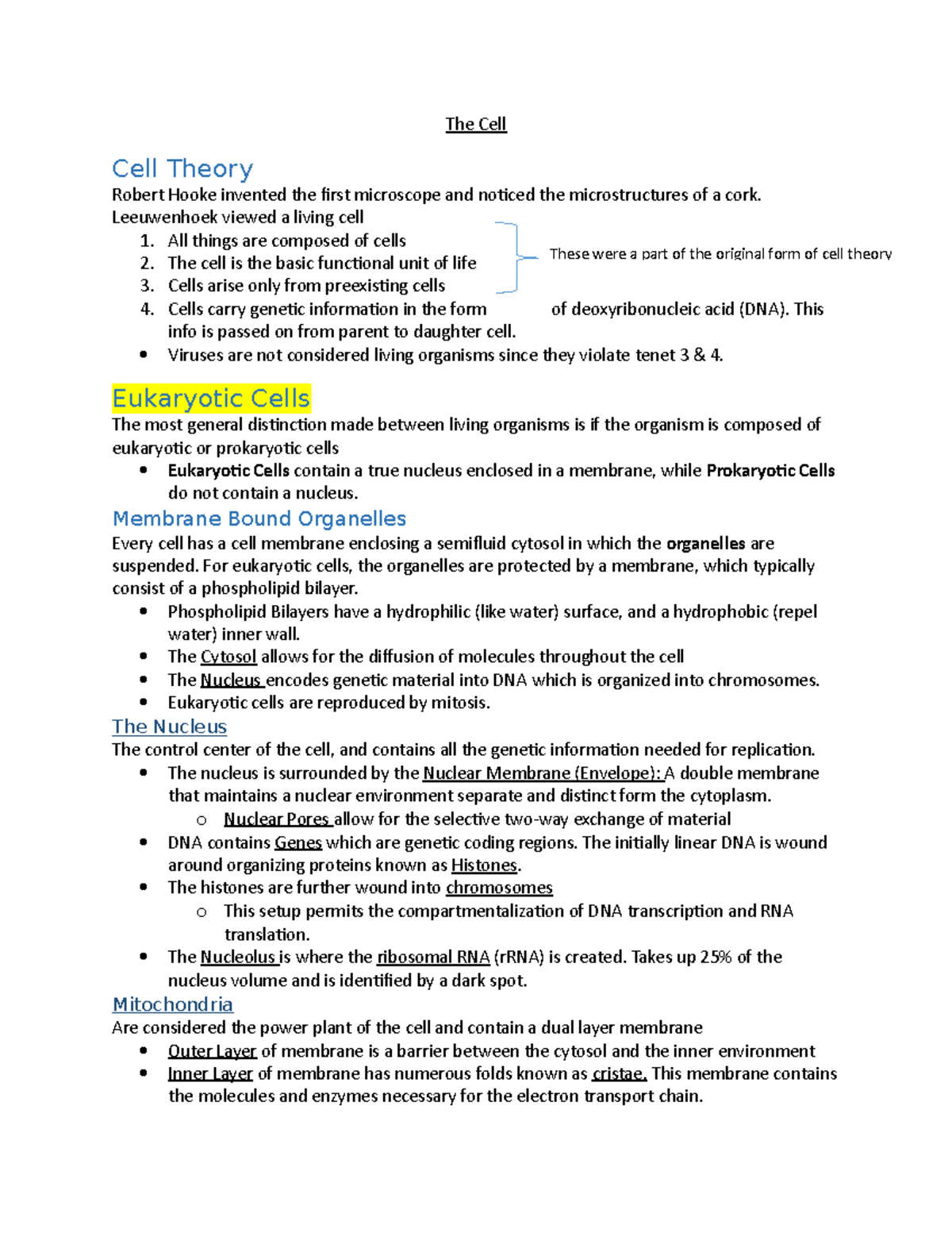 The Cell - Detailed classs notes can be used for review as well - The ...