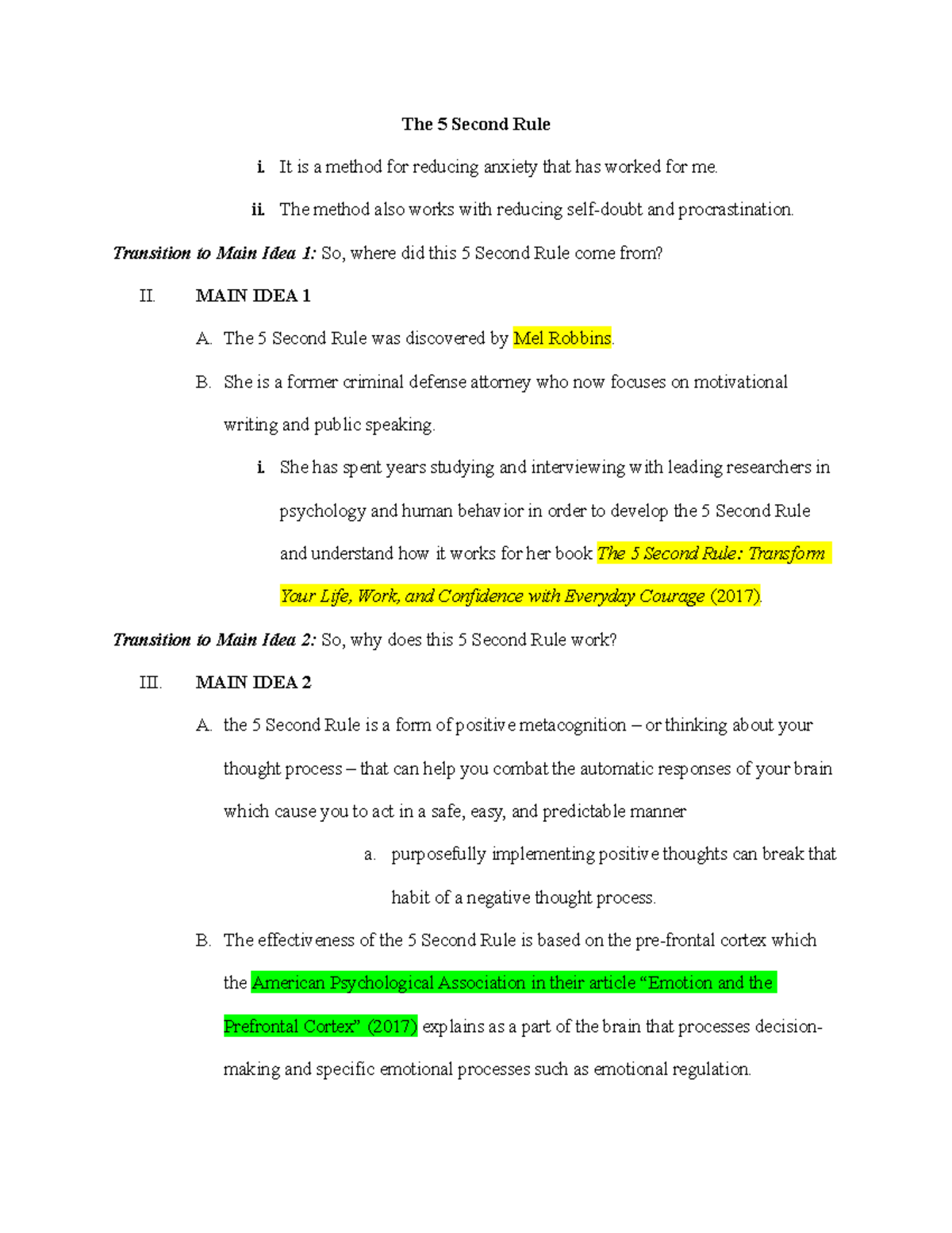 3-Minute Presentation - The 5 Second Rule i. It is a method for ...