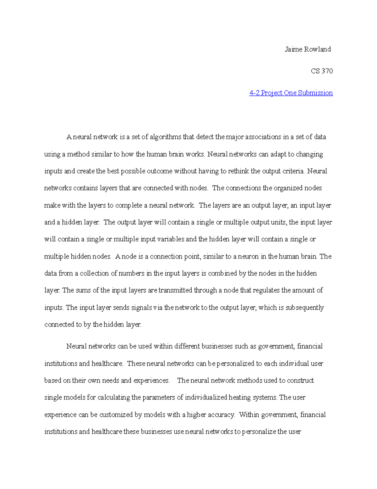 CS 370 4-2 Project One Submission - Jaime Rowland CS 370 4-2 Project ...