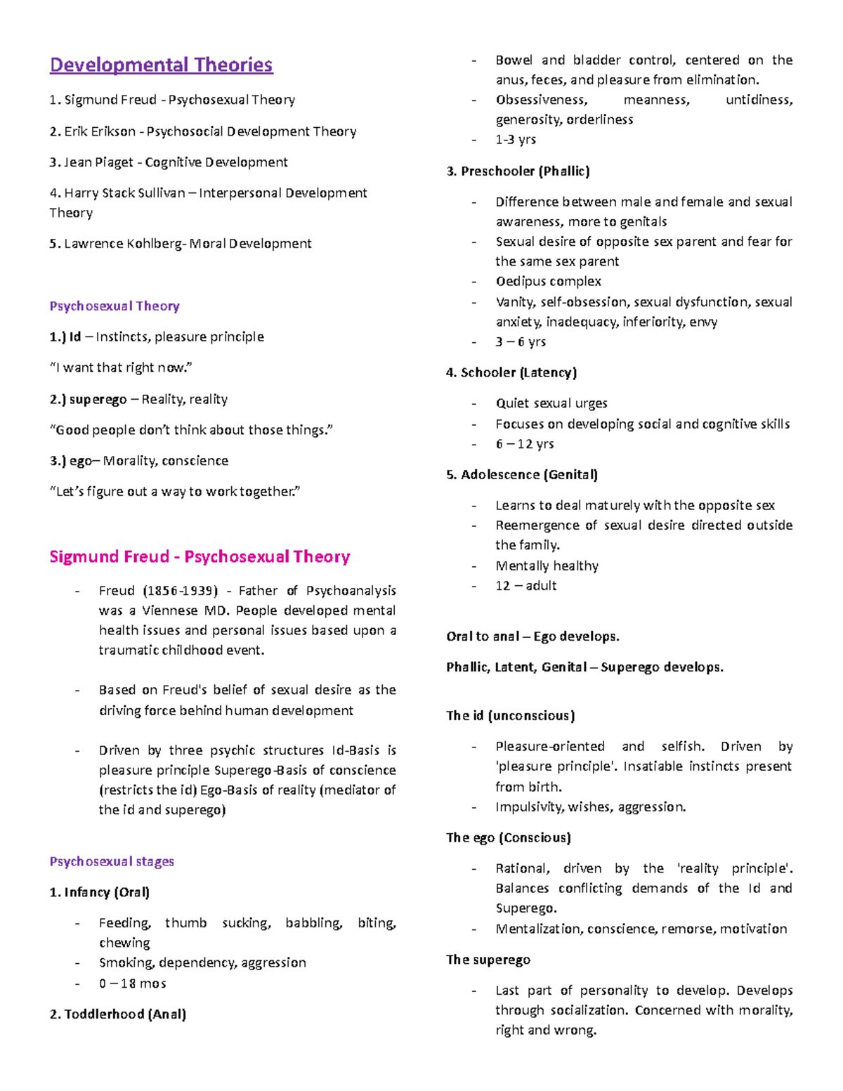 Developmental Theories - Sigmund Freud - Psychosexual Theory 2. Erik ...