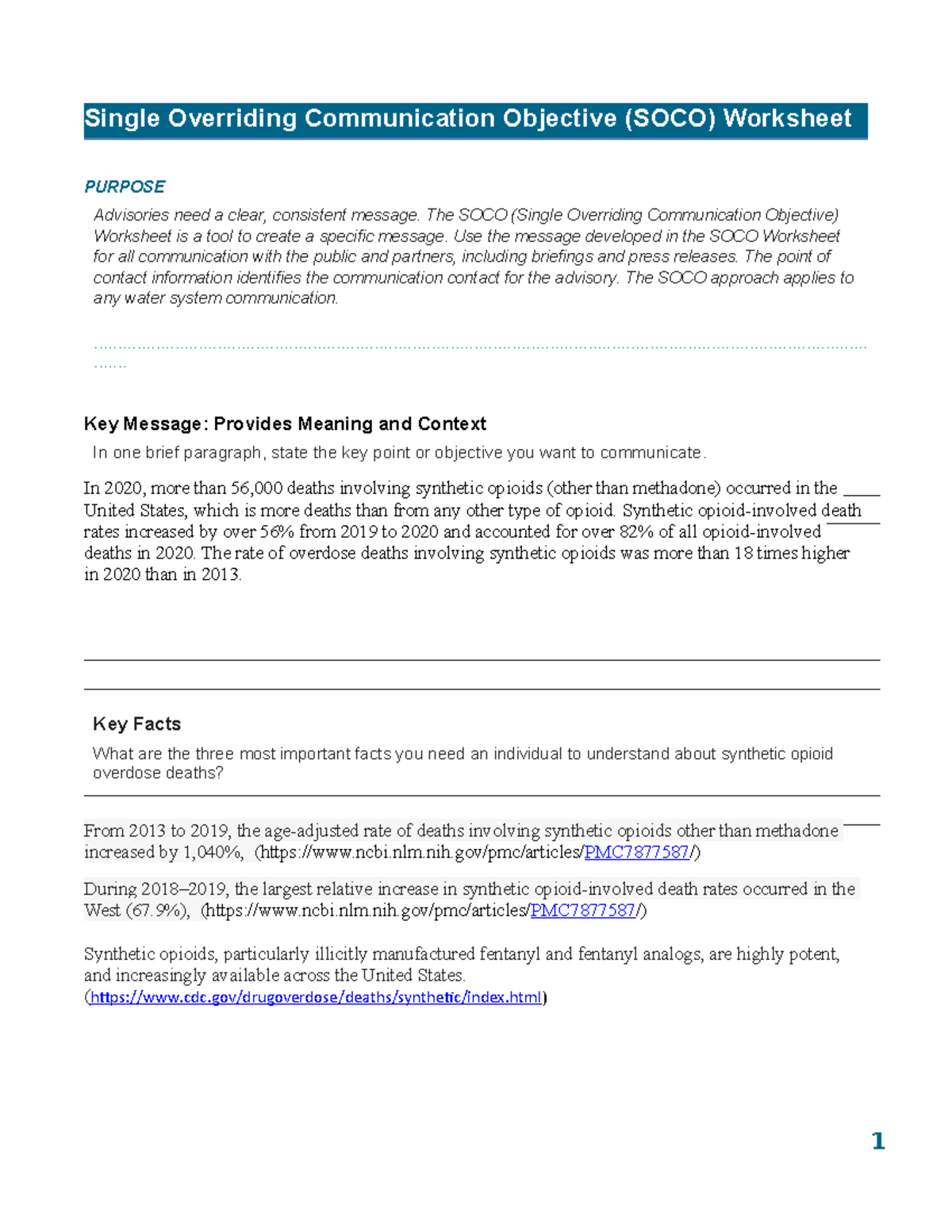 PHE-330 Discussion 3 - Single Overriding Communication Objective (SOCO ...