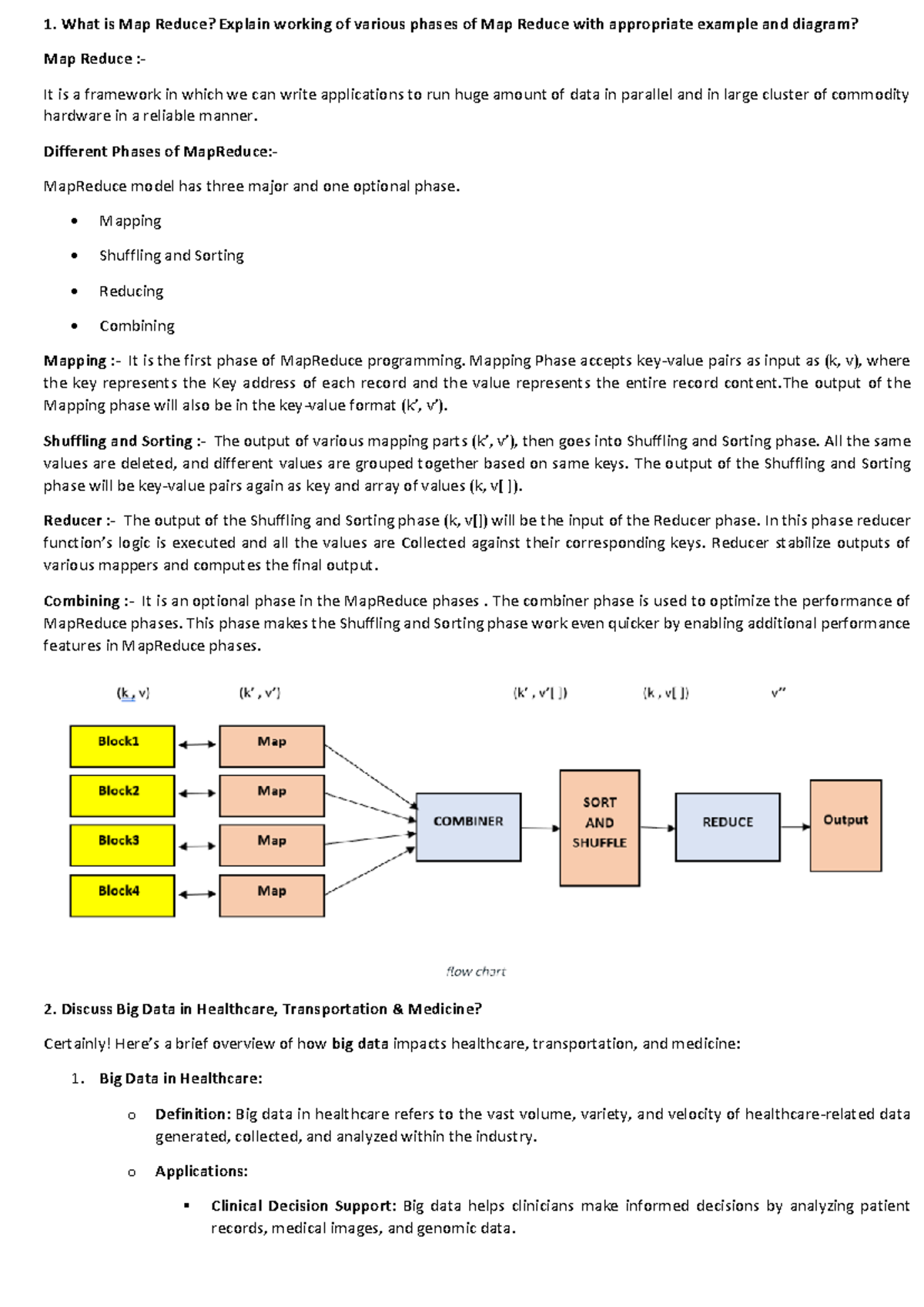 Big data analysis solve pdf - 1. What is Map Reduce? Explain working of ...