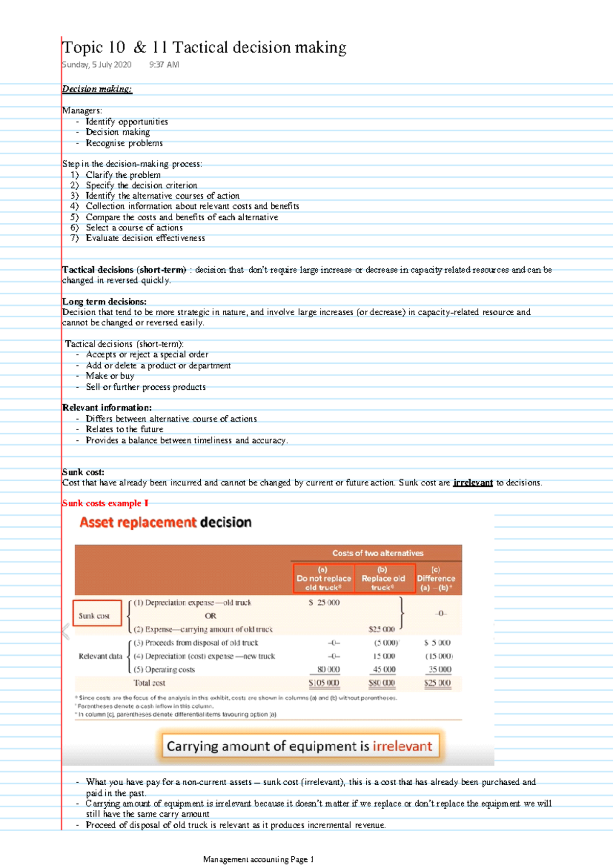 Topic 10 & 11 Tactical decision making - Warning: TT: undefined function: 32 Decision making ...