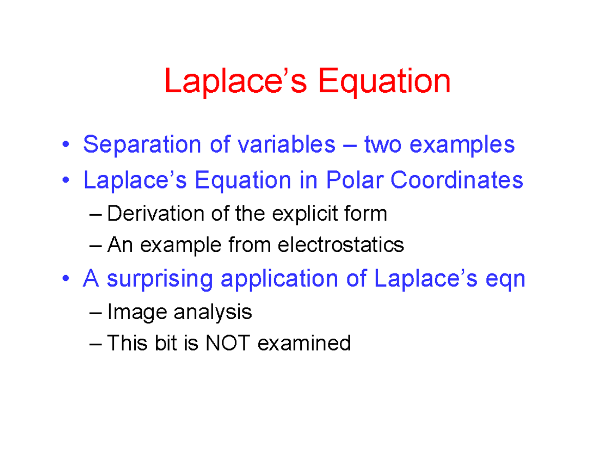 Btechcse 201 15 2411115654 - Laplace’s Equation Separation of variables ...