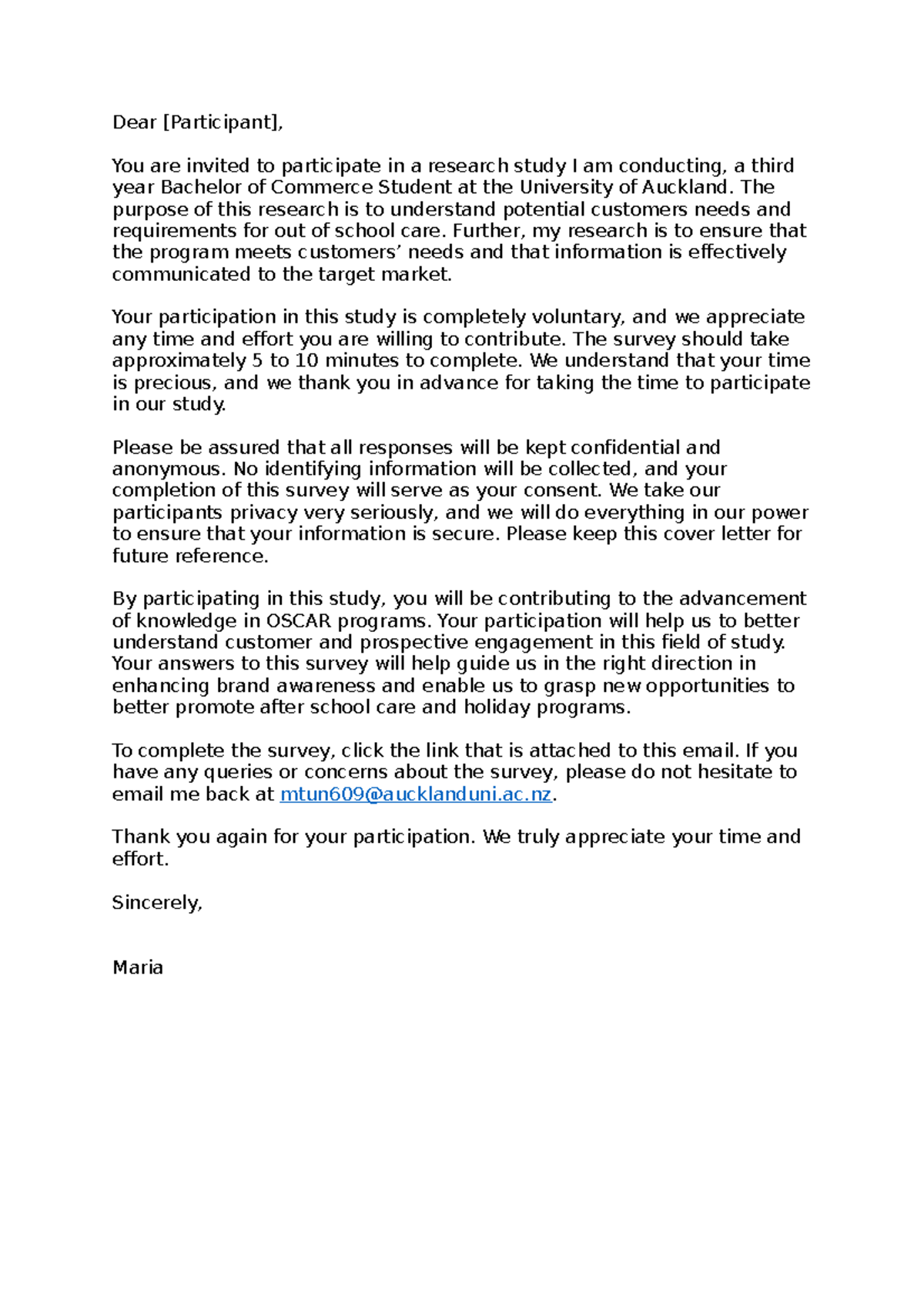 MKTG 302 - Questionnaire Design - Dear [Participant], You are invited ...