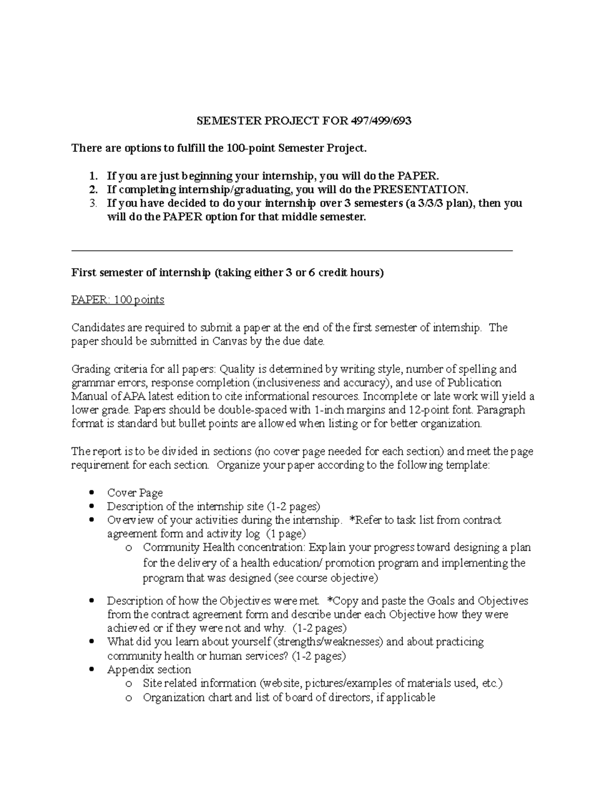 Semester project description - SEMESTER PROJECT FOR 497/499/ There are ...