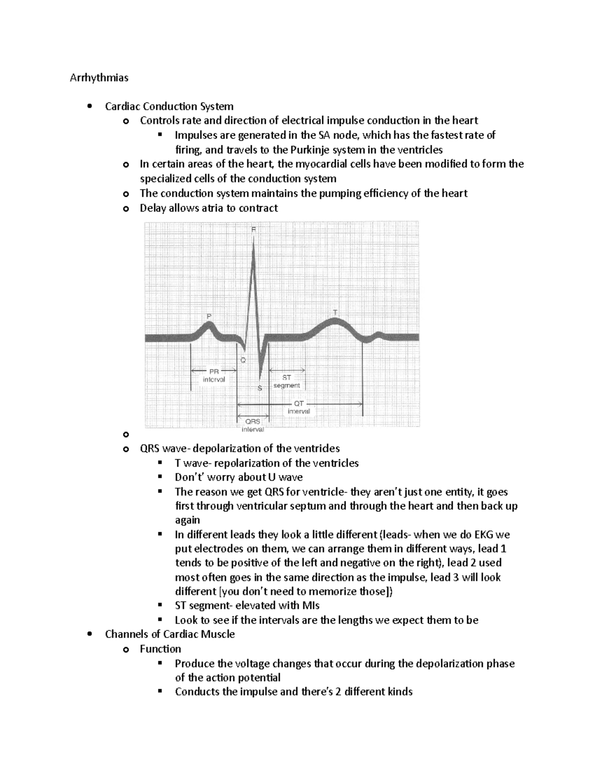12 Arrhythmias - Lecture notes notes - Arrhythmias Cardiac Conduction ...