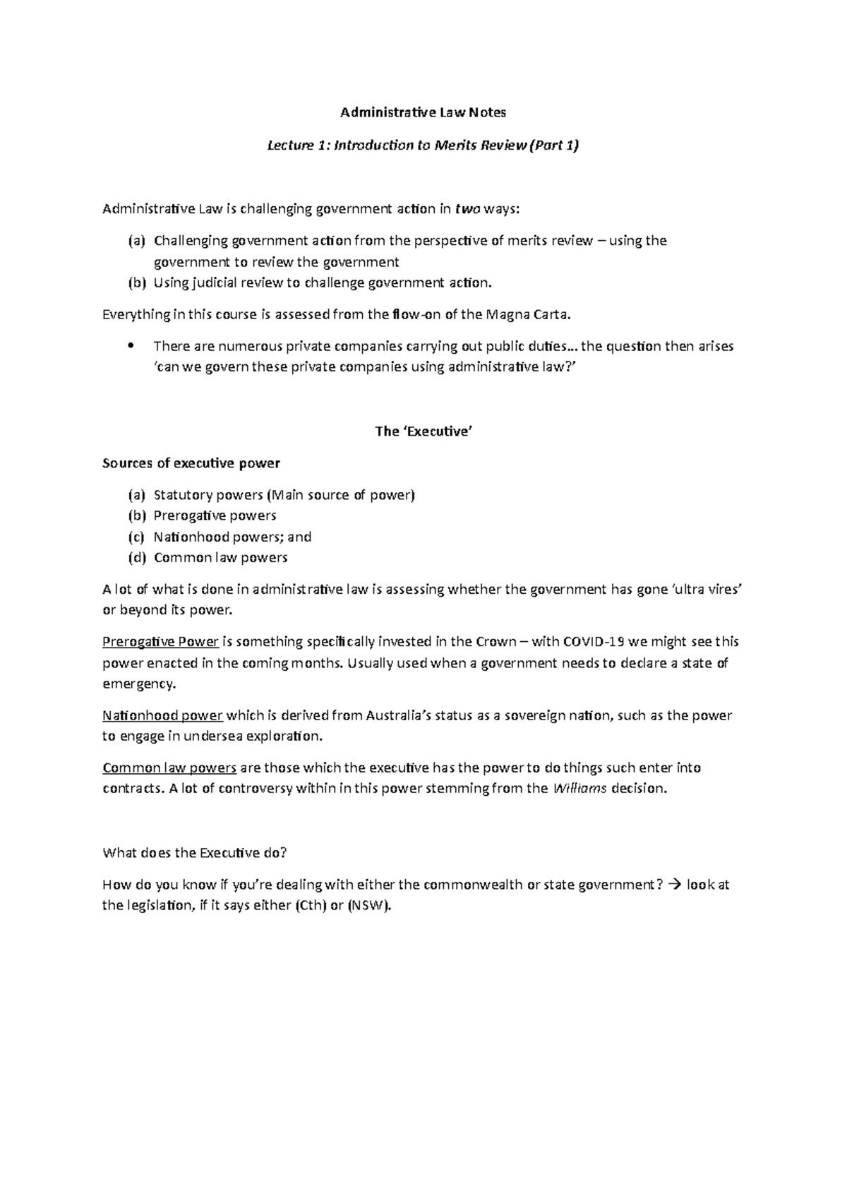 Introduction to Merit Review Notes - Administrative Law Notes Lecture 1 ...