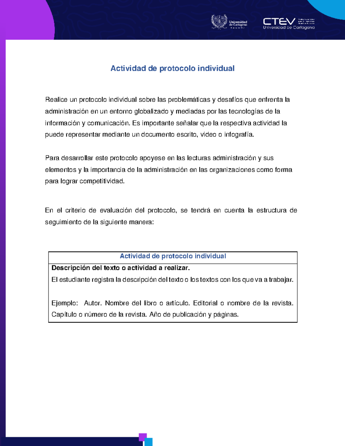 Protocolo Individual - udc - Actividad de protocolo individual Realice un protocolo individual ...
