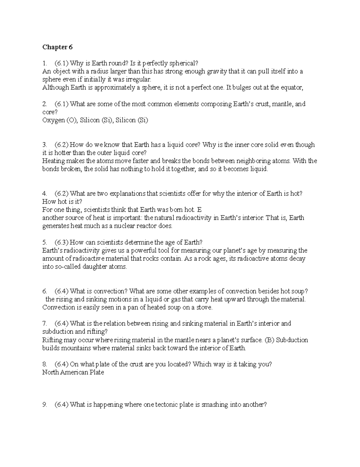 Review Questions of Chapter 6 - Chapter 6 (6) Why is Earth round? Is it ...