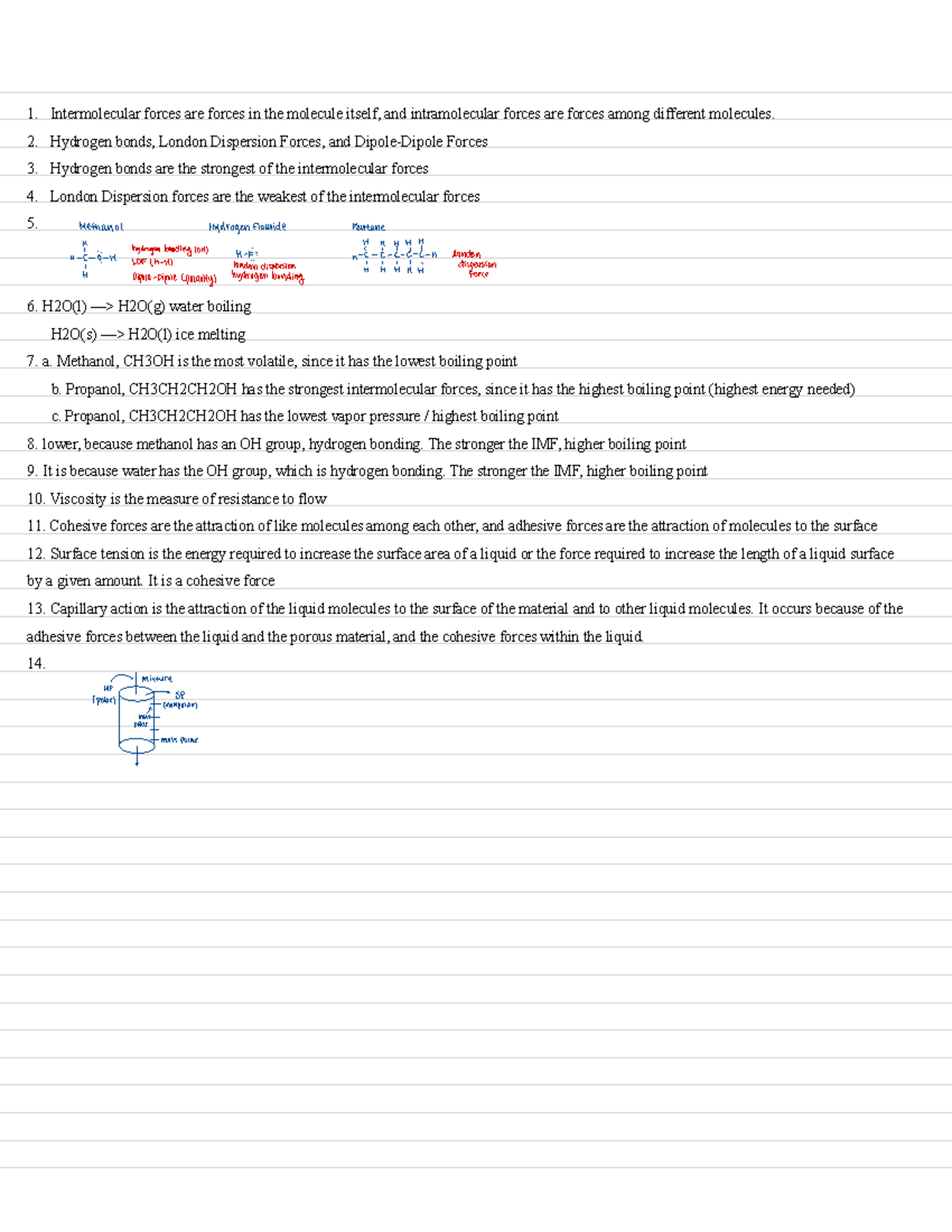 Chem 120 Chapter 10 Worksheet Ans - 1. Intermolecular forces are forces ...