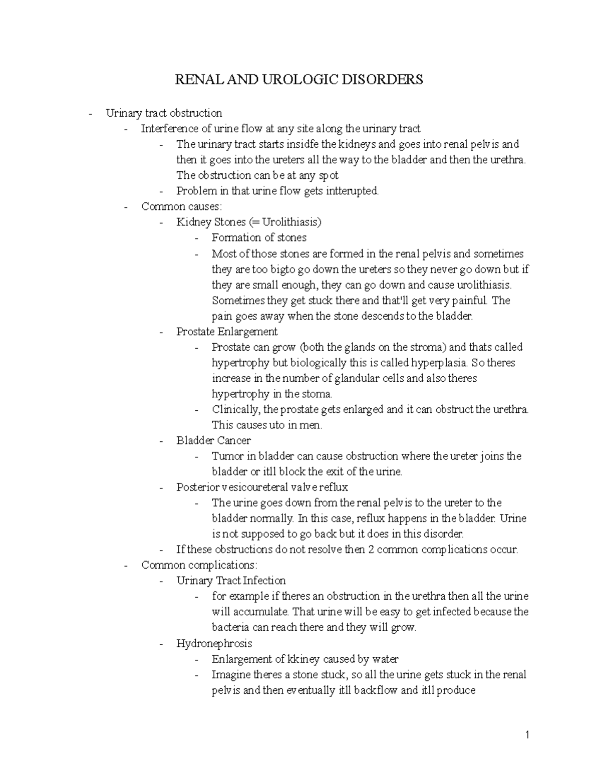 Renal AND Urologic Disorders - RENAL AND UROLOGIC DISORDERS Urinary ...