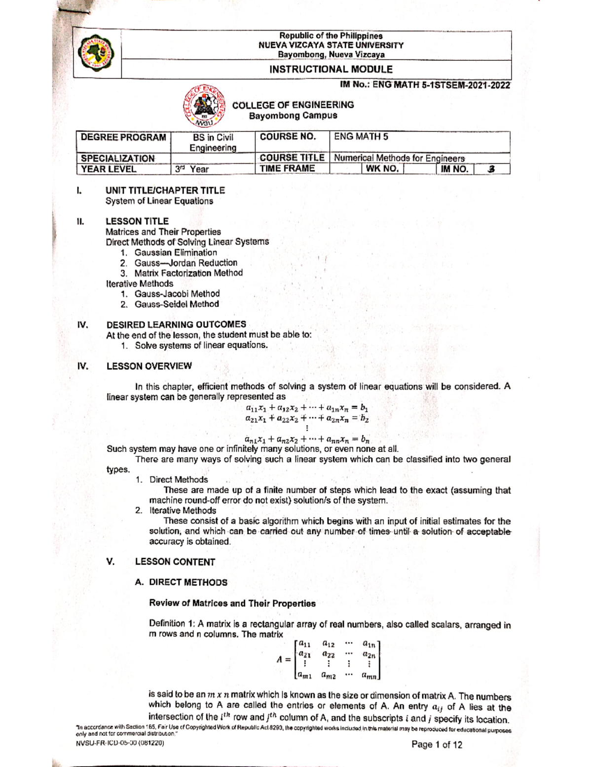 ENG MATH 5 - MOD 3 - module - Civil Engineering - Studocu