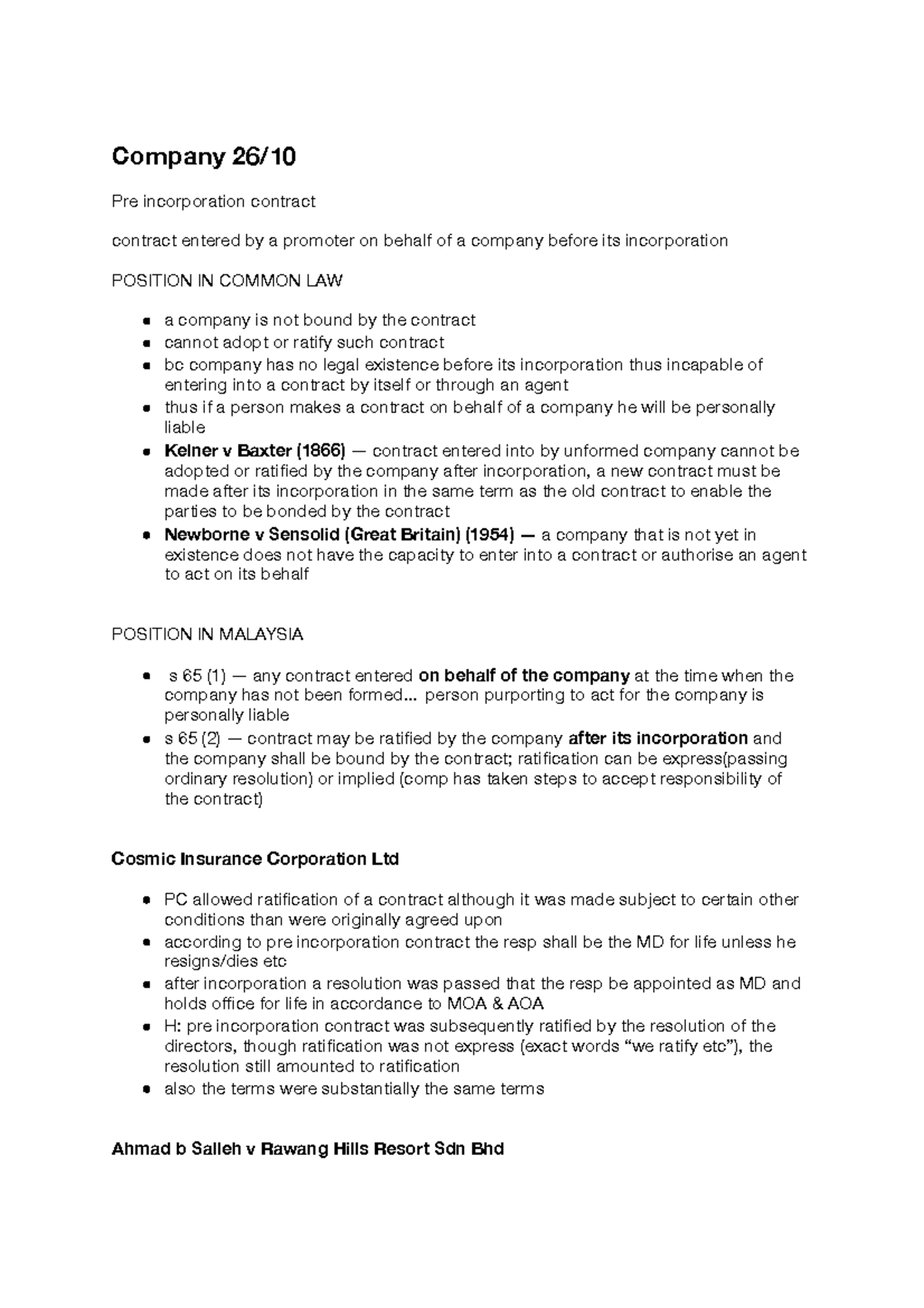 Pre Incorporation Contract + Corporate Contracting - Company 26/ Pre ...