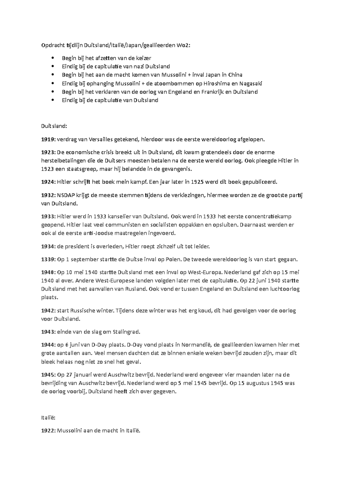 Tijdlijn Gs - Opdracht tijdlijn Duitsland/Italië/Japan/geallieerden Wo2 ...