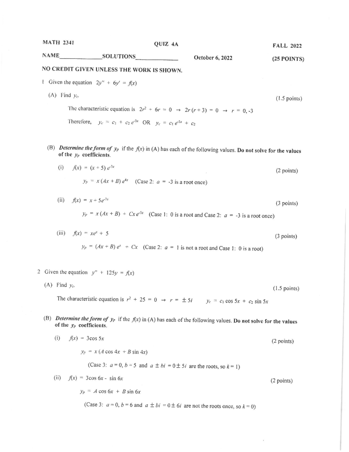 Quiz4Solutions FL 22 - Quiz Solutions - MATH 2341 - Studocu