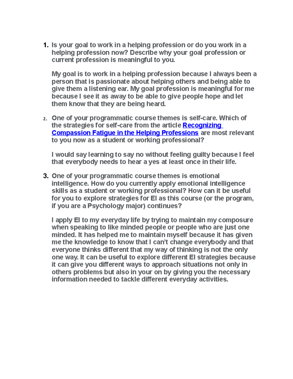 Is your goal to work in a helping profession or do you work in a ...