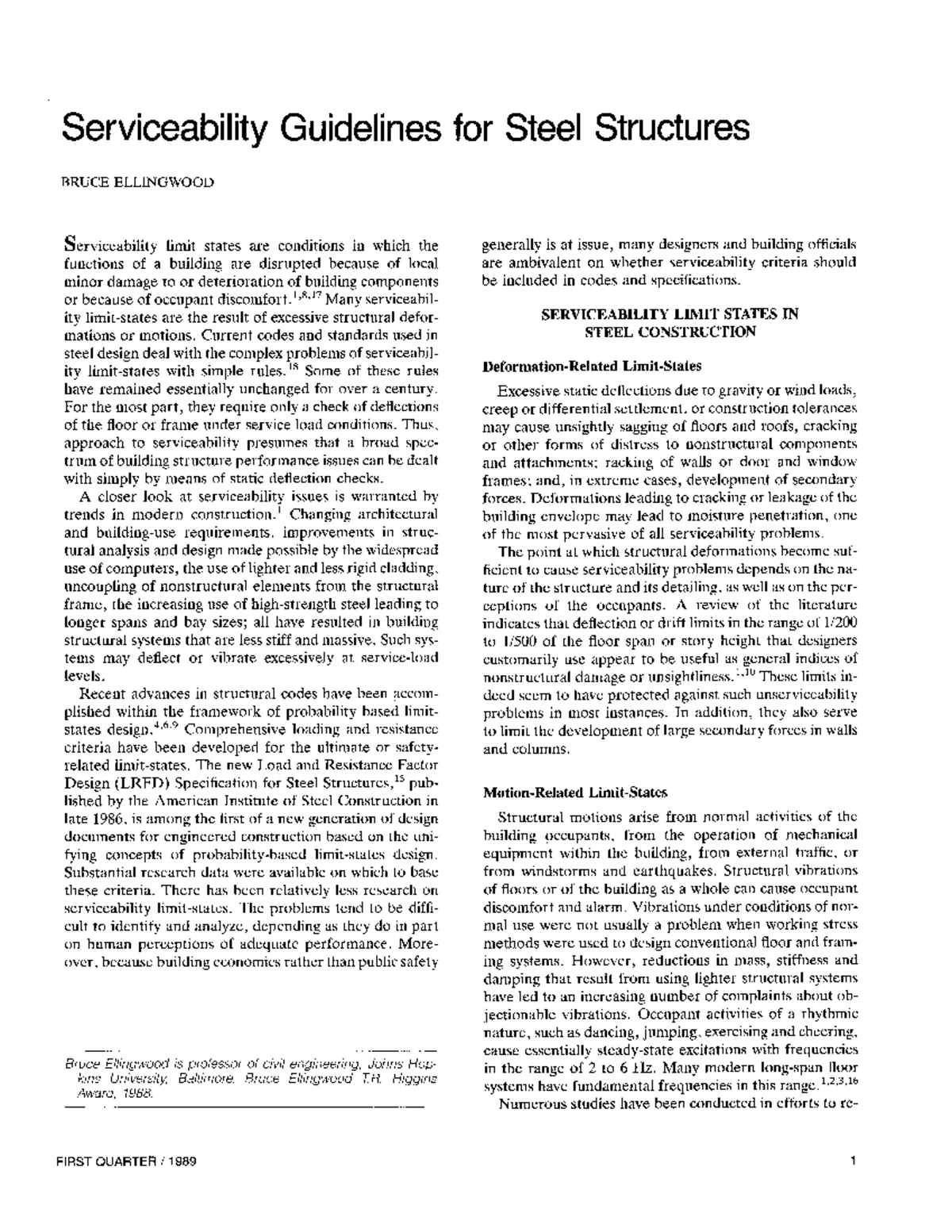 Serviceability guidelines for steel structures - Serviceability ...