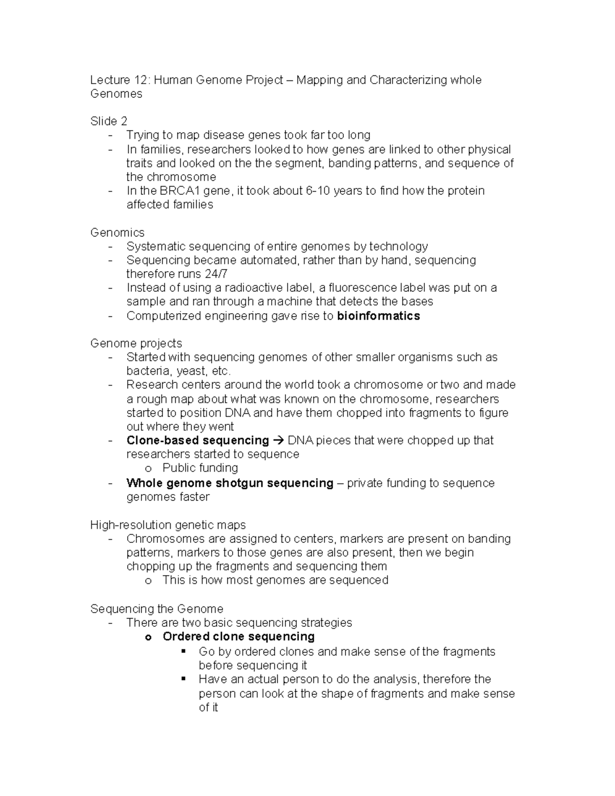 Lecture 12 Human Genome project - Lecture 12: Human Genome Project ...
