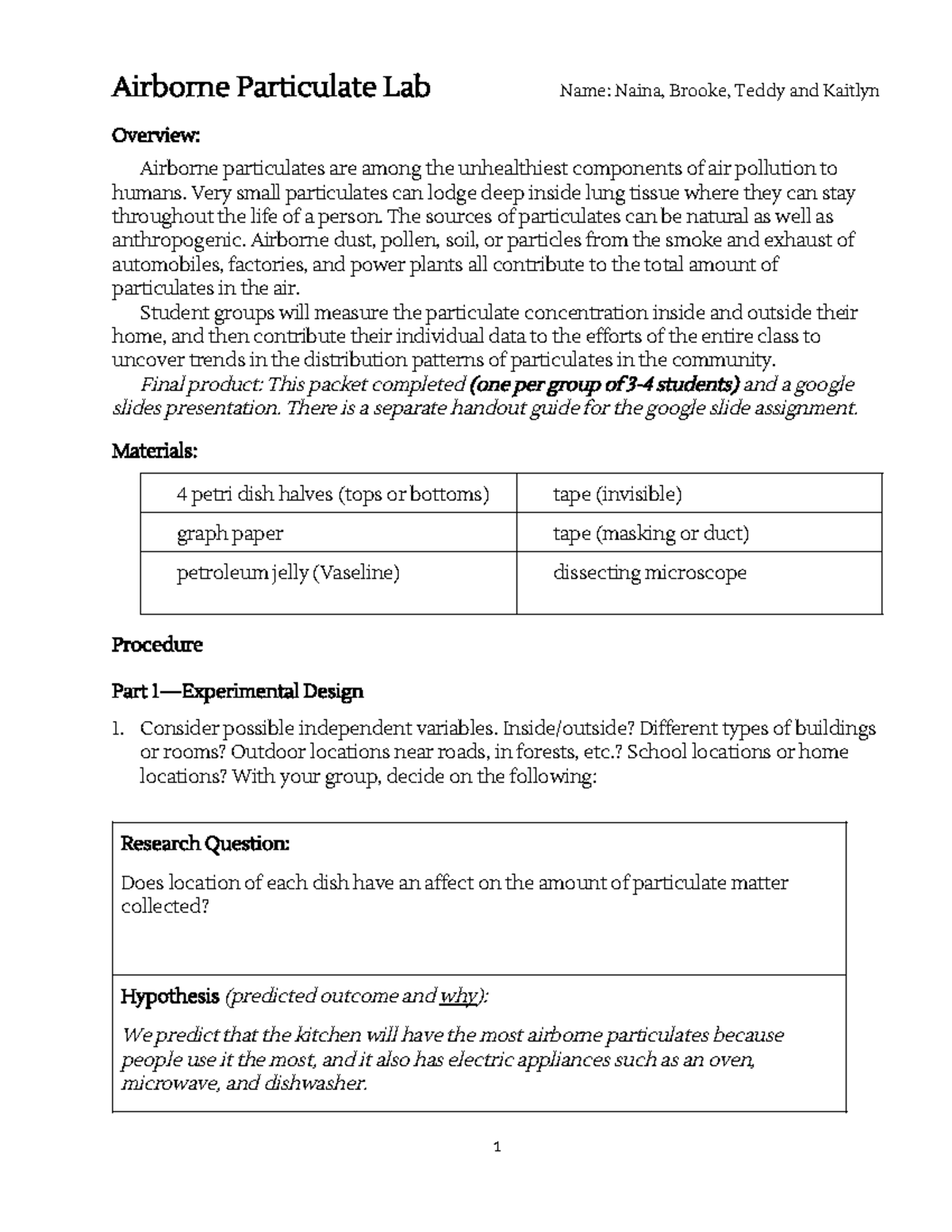 Airborne particulate lab - Very small particulates can lodge deep ...