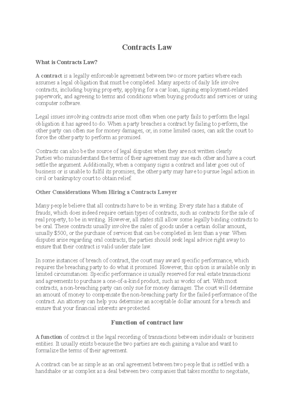 Contracts Law - Entrepreneurs that are starting any type of business ...