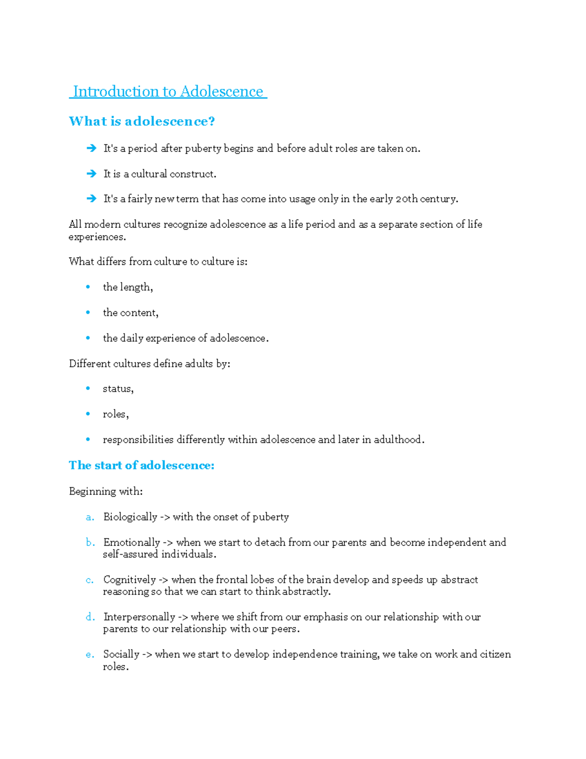 Module 1 - Introduction to Adolescence What is adolescence? It's a ...