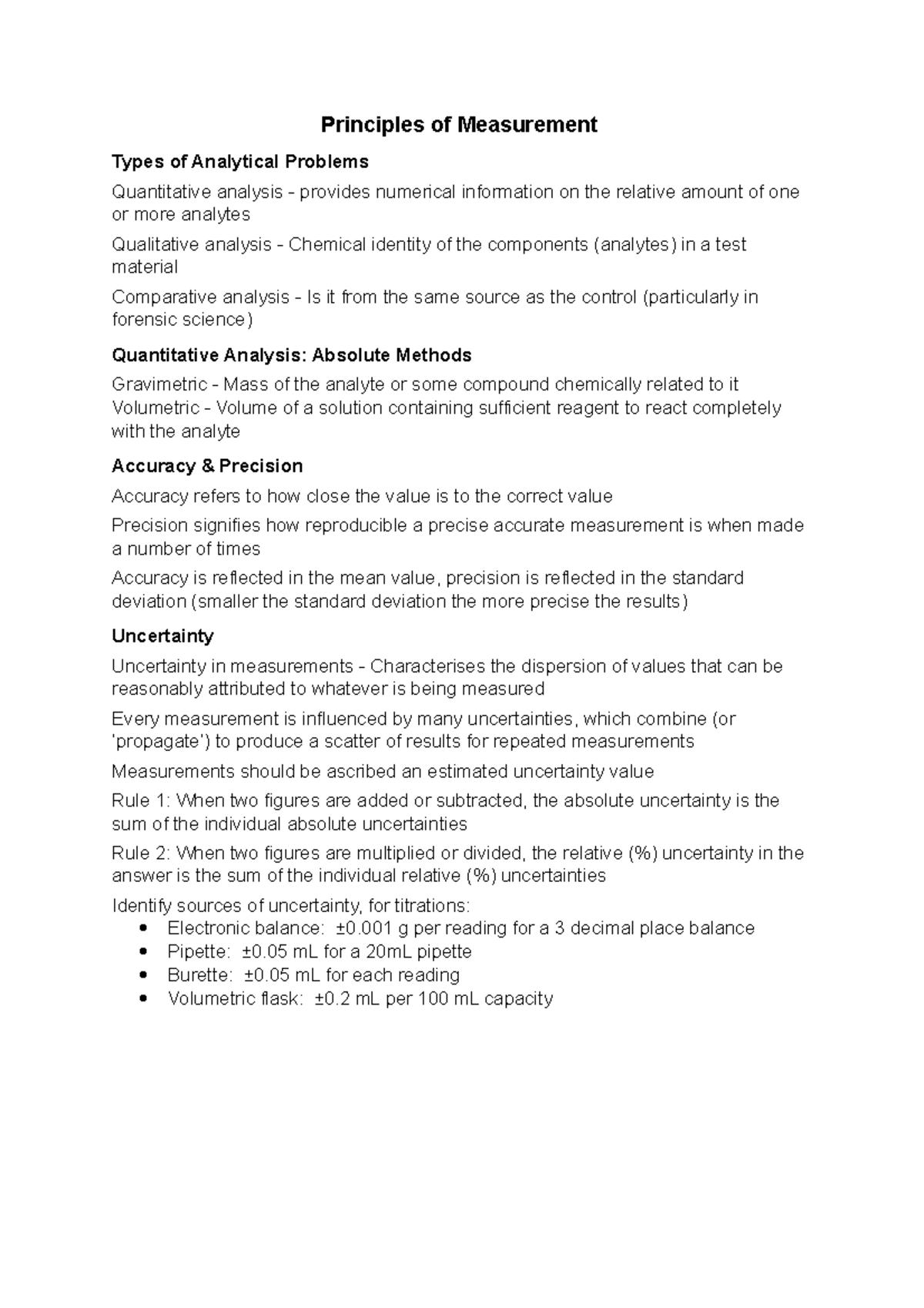 Principles of Measurement - Principles of Measurement Types of ...