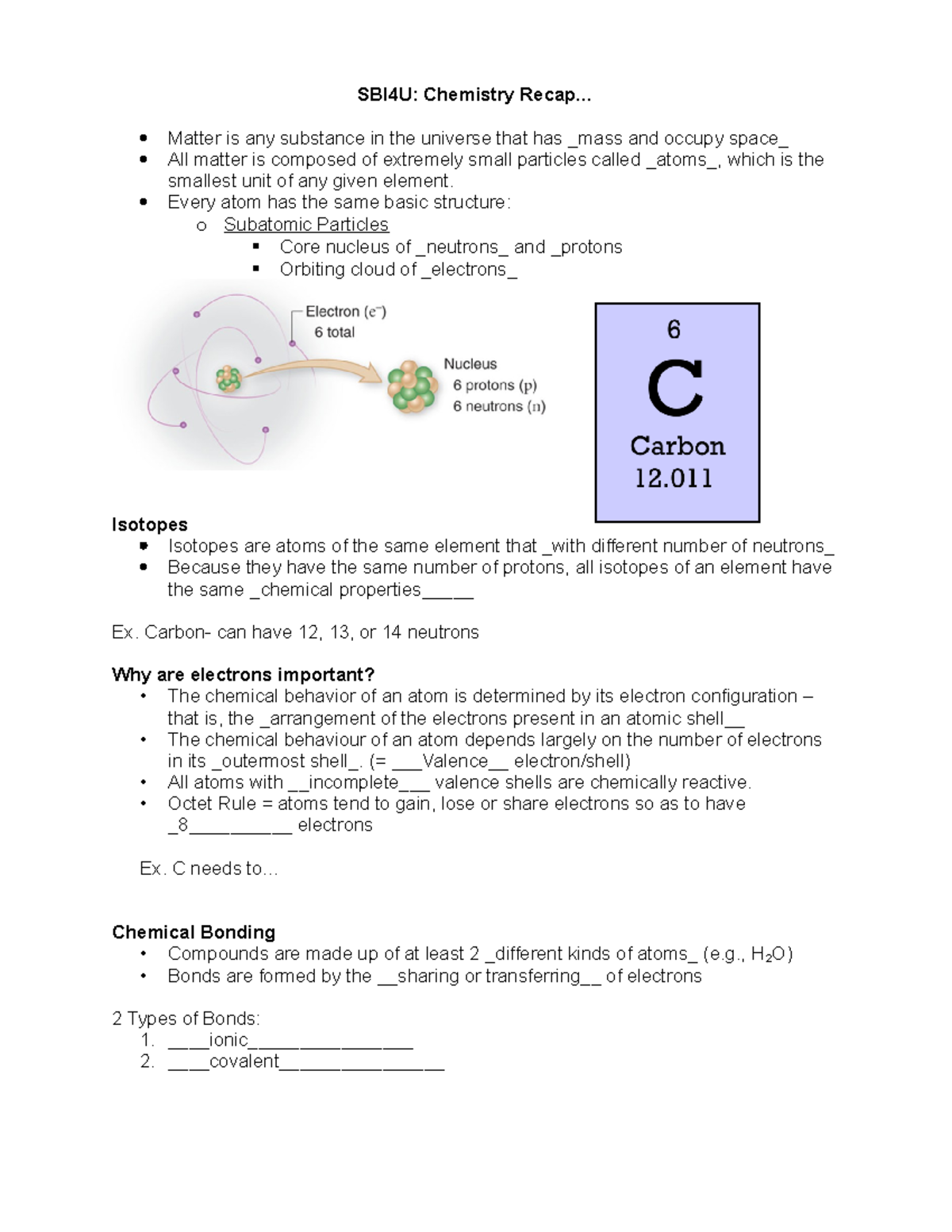 1 Chemistry Recap 1 Chemistry Recap 1 Chemistry Recap 1 Chemistry Recap