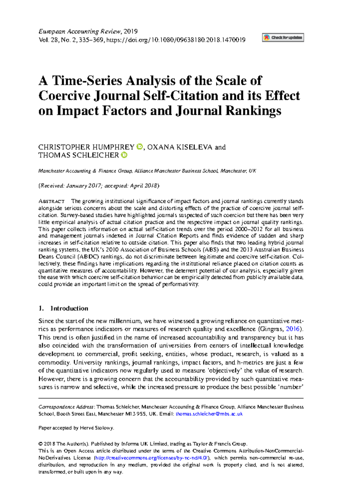 research paper citations - European Accounting Review, 2019 Vol. 28, No ...