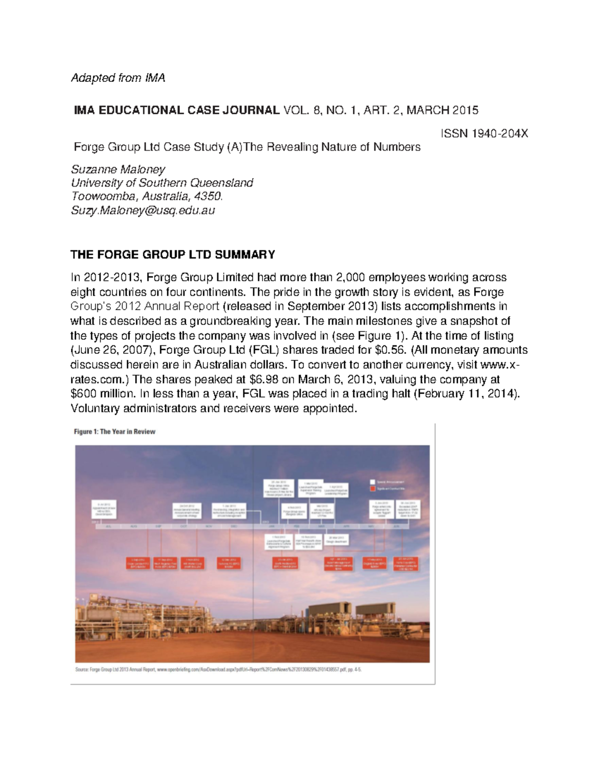 BU610 Forge Group Case Study (1) (2)y - Adapted from IMA IMA ...