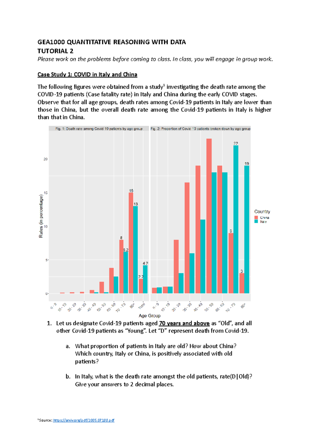 Gea1000 Tutorial 2 Gea1000 Quantitative Reasoning With Data Tutorial 2 Please Work On The