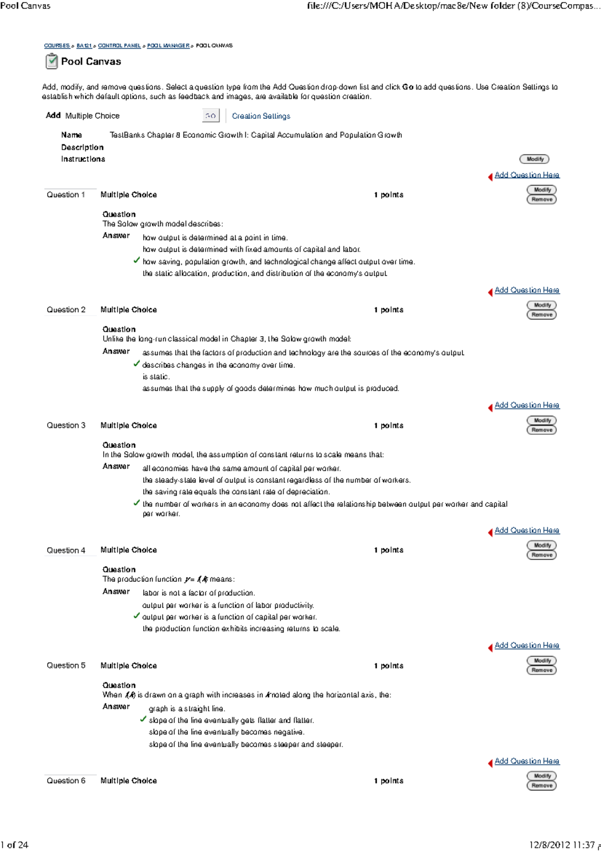 Test Banks Chapter 8 Economic Growth I Capital Accumulation and ...