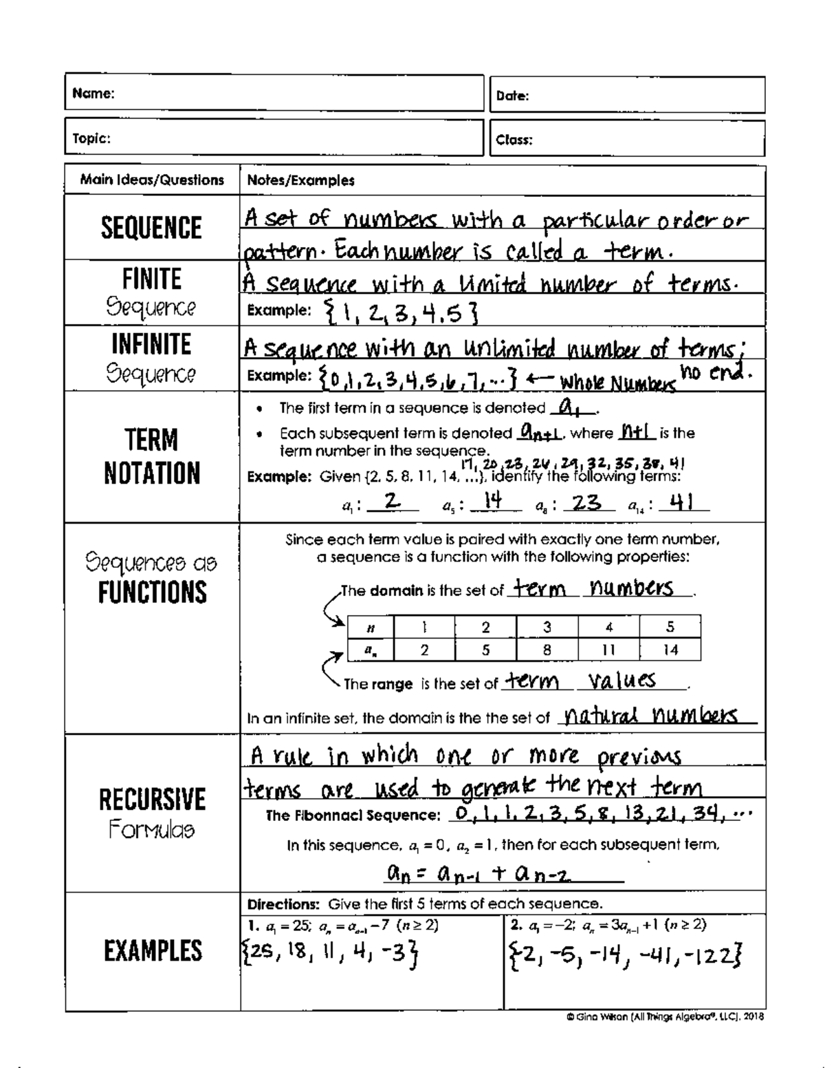 Intro to Sequences KEY - Essay example. - weed23 - Studocu