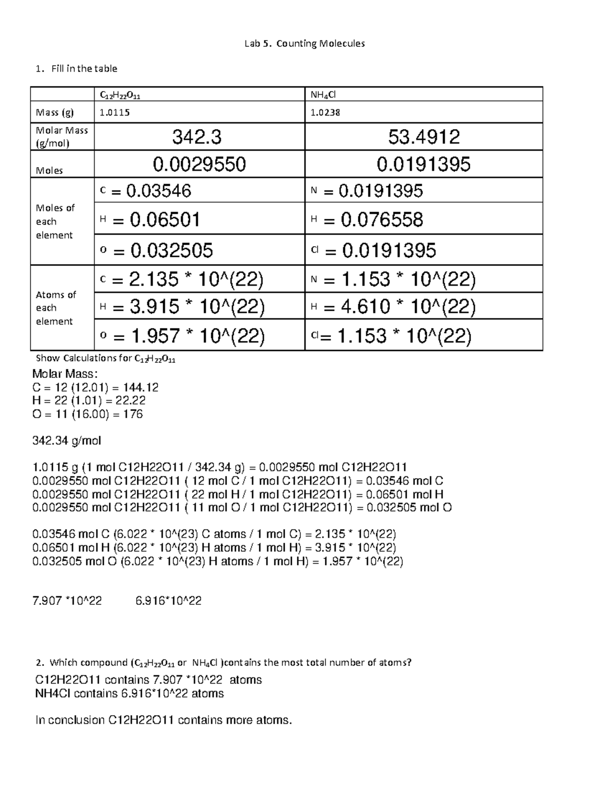 Lab5_Counting_Molecules - Lab 5. Counting Molecules Fill in the table C ...