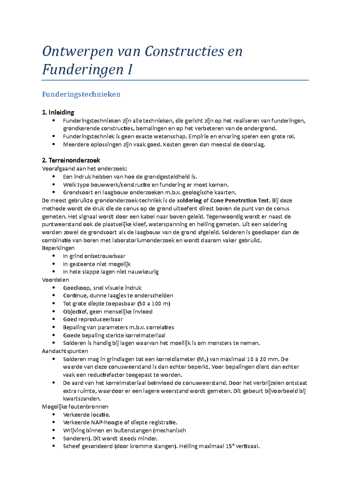 Samenvatting van Funderingen (dictaat+aantekeningen) - Ontwerpen van ...