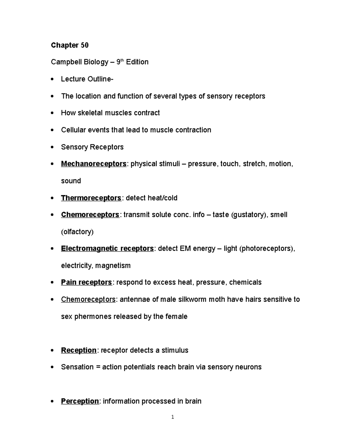 2021-Sensory and Motor Mechanisms Lecture-Notes-BIOL - Chapter 50 ...