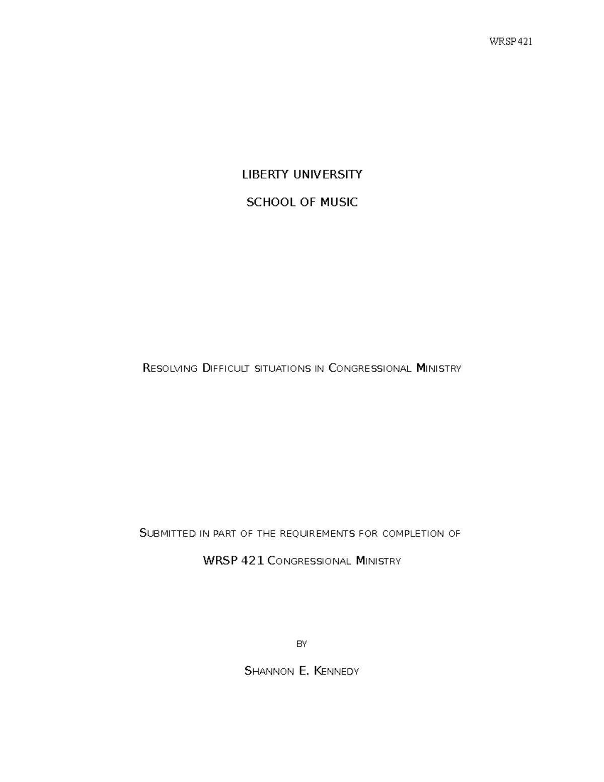 Reflection Activity Resolving Difficult o Conflicts - WRSP 421 - LU ...