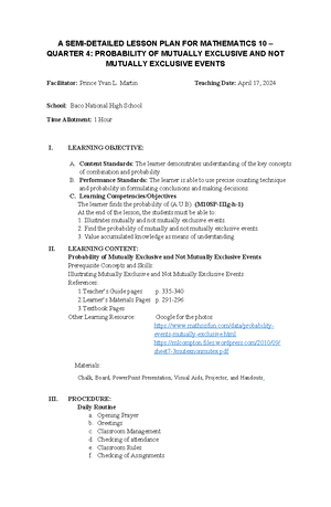 April 01 - Basic Concepts of Probability - A SEMI-DETAILED LESSON PLAN ...