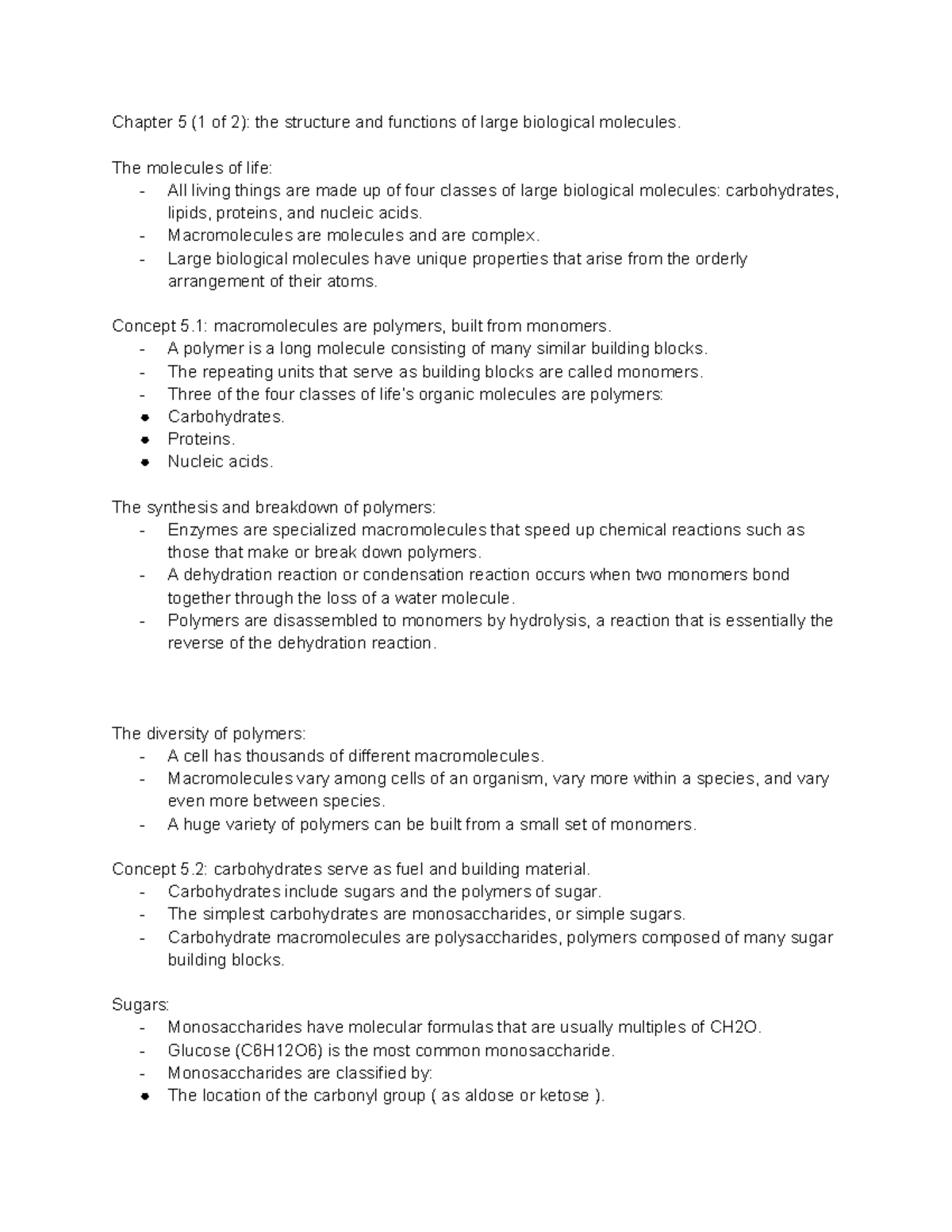 Chapter 5 part 1 BIO lec - structure and functions of molecules ...