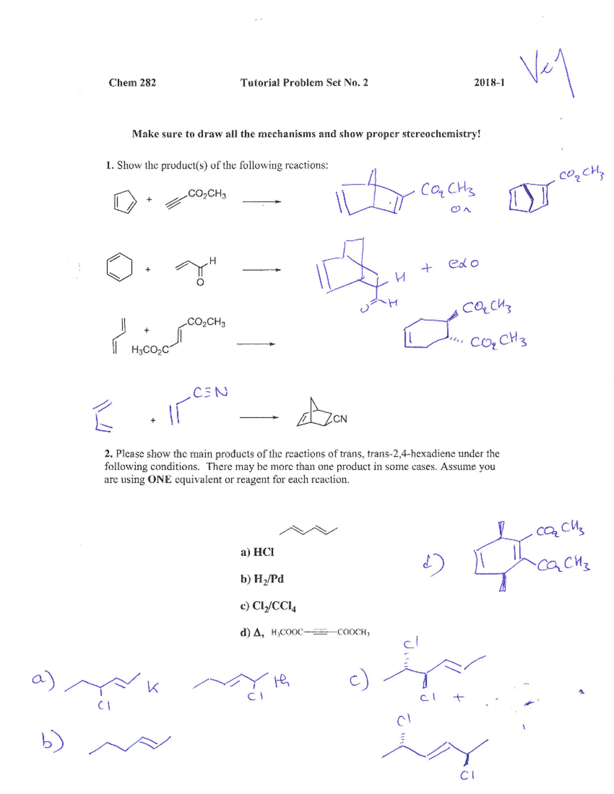Tutorial 2 - )0 Chem 282 Tutorial Problem Set No. 2 2018-1 % Make sure to draw all the ...