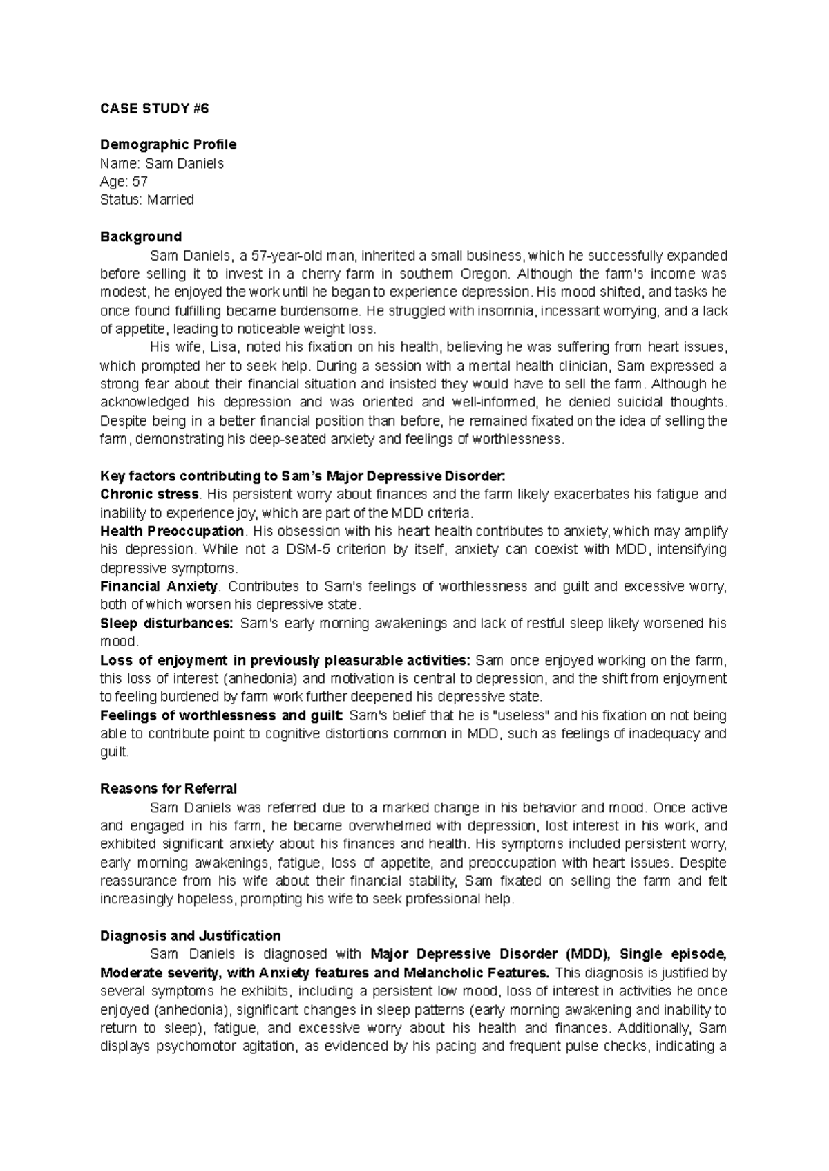 CASE- Study-ULO2 - sdduyhgu - CASE STUDY Demographic Profile Name: Sam ...